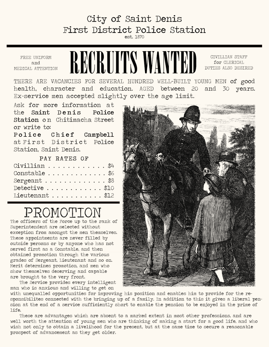 Recruits Wanted - Saint Denis Police - Content of 1900 - South Tahoma ...